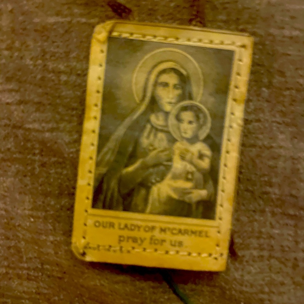 Vintage Brown Scapular With Our Lady Of Mt. Carmel An… - Gem